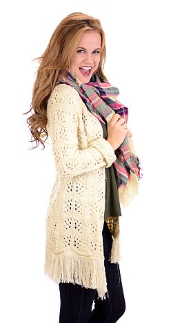 Crochet Waves Cardigan - Tops - The Blue Door Boutique