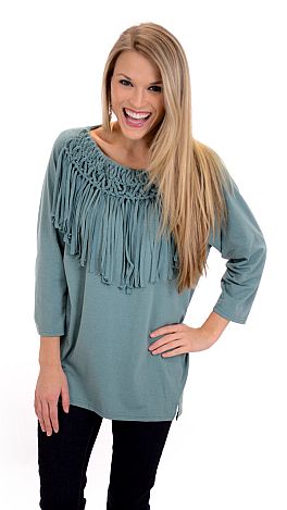 Knit Knack Fringe Top - Tops - The Blue Door Boutique