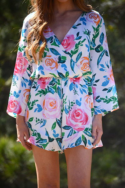 Floral Medley Romper - Rompers / Jumpsuits - The Blue Door Boutique