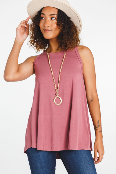 Bamboo Trapeze Tank, Mauve - Short Sleeve & Sleeveless - Tops - The ...