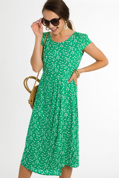 Dandelion Dream Dress, Green - Dresses - The Blue Door Boutique