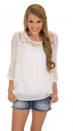 Sheer T-Back Top - Tops - The Blue Door Boutique